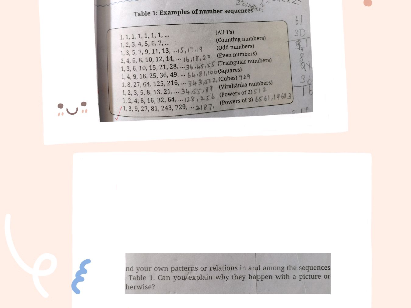 Table 1: Examples of number sequences: | | StudyX