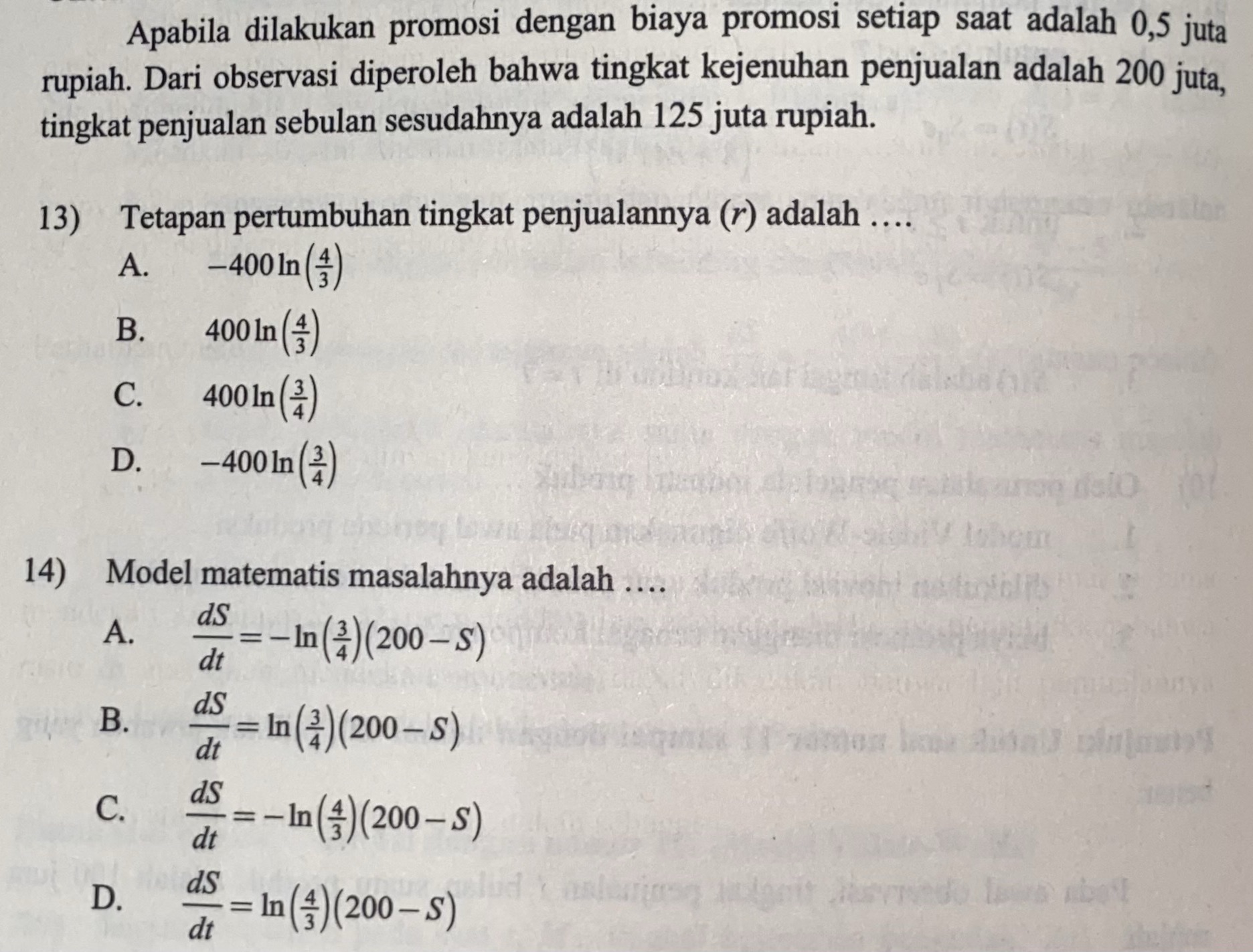 13) Tetapan pertumbuhan tingkat penjualannya | StudyX