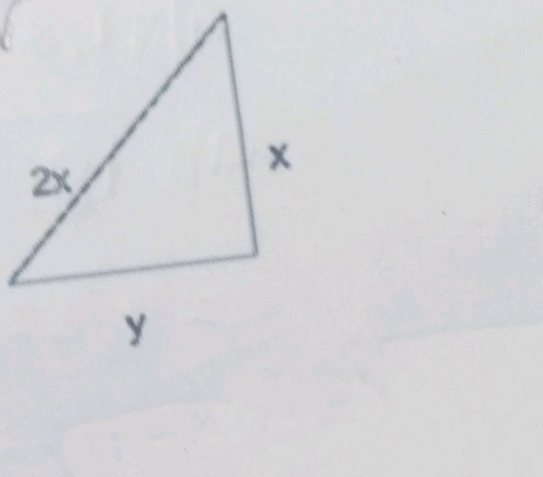 The image shows a right triangle with sides | StudyX