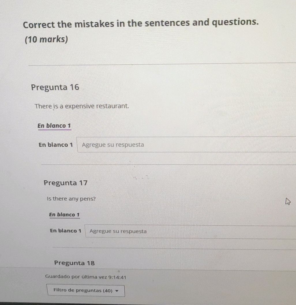 Pregunta 16 There is a expensive restaurant. | StudyX