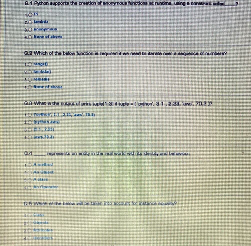 Q.1 Python supports the creation of | StudyX