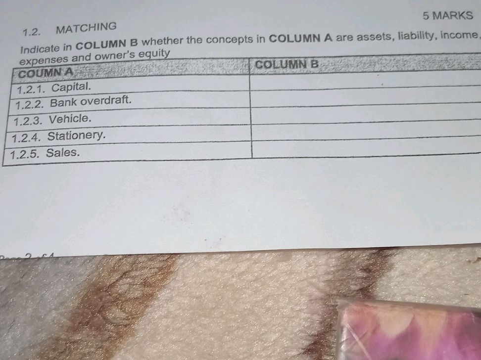 1.2. MATCHING Indicate in COLUMN B whether | StudyX