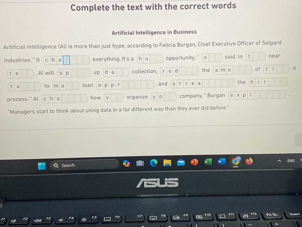 Complete the text with the correct words