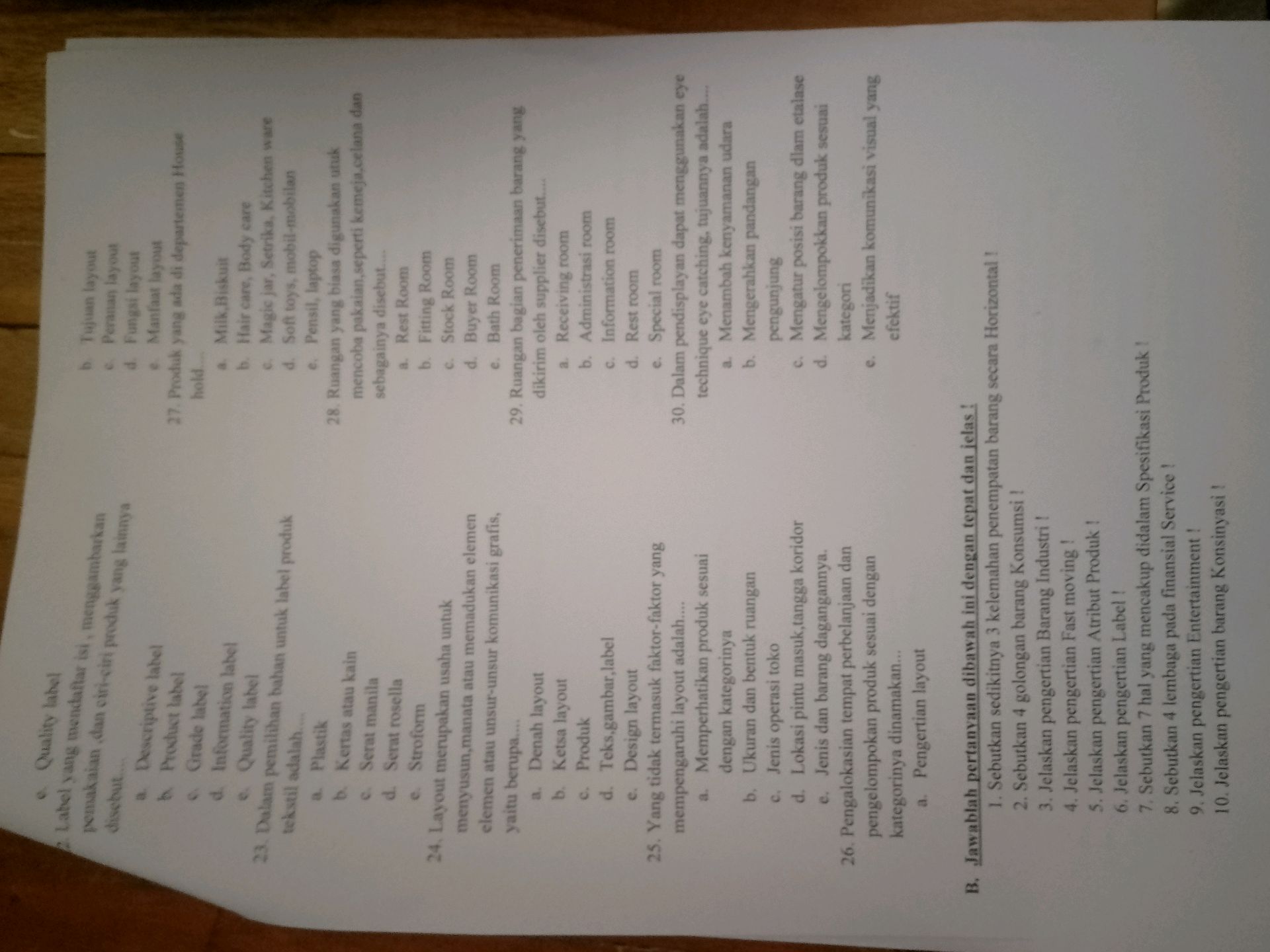 2. Label yang mendaftar isi, menggambarkan | StudyX