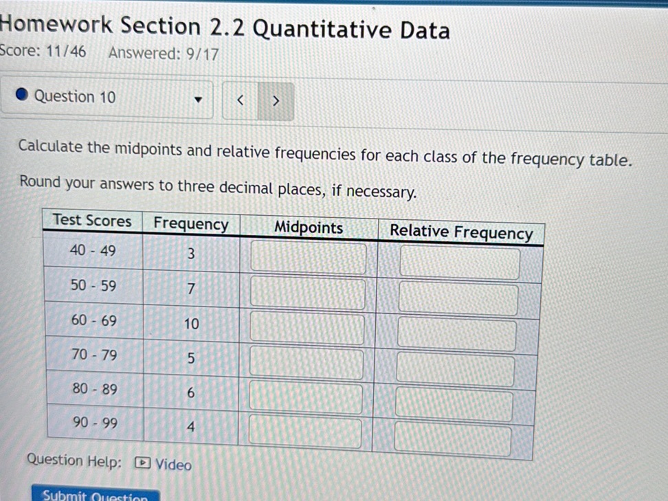 Calculate the midpoints and relative | StudyX