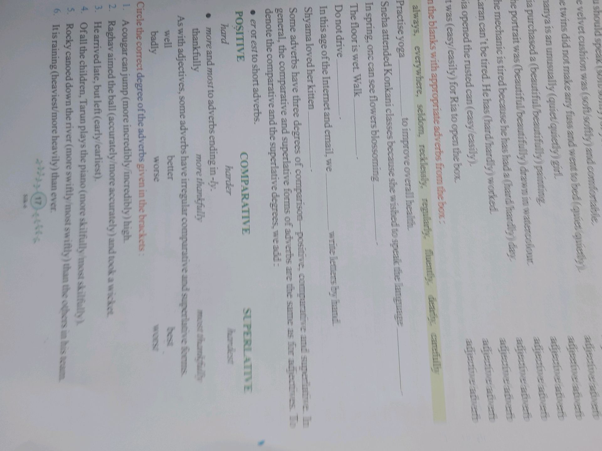 Circle the correct degree of the adverbs | StudyX