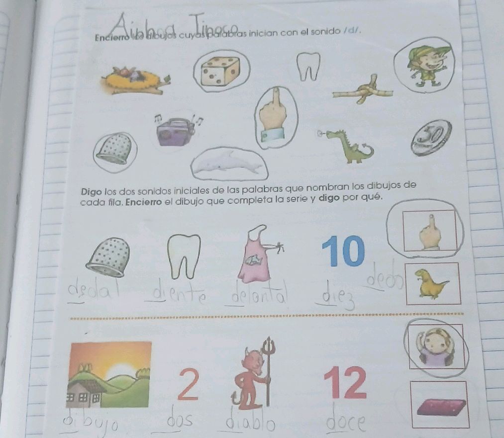 Encierro los dibujos cuyas palabras inician | StudyX