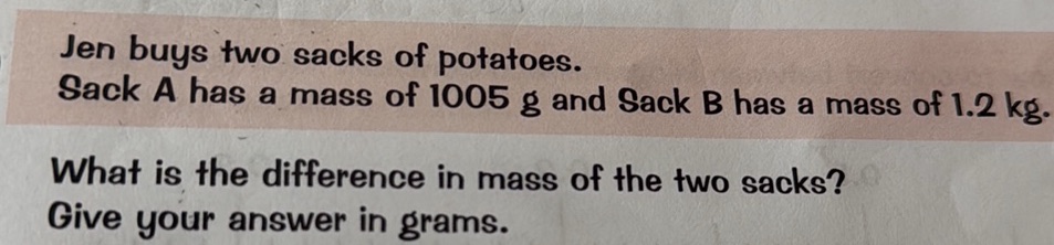 Jen buys two sacks of potatoes. Sack A has a | StudyX