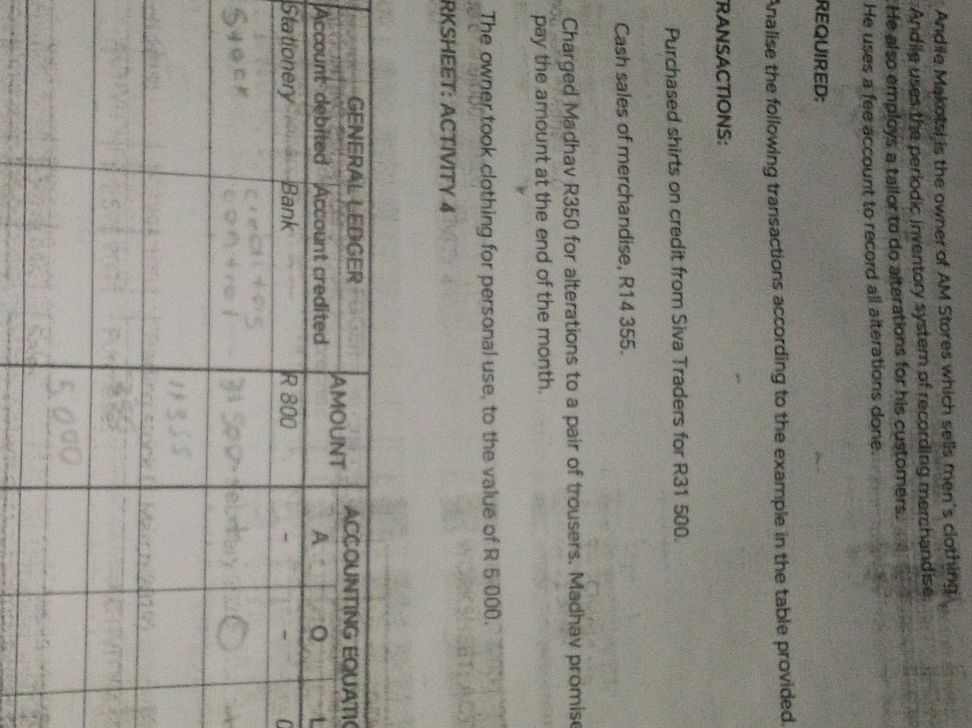 REQUIRED: Analise the following transactions | StudyX