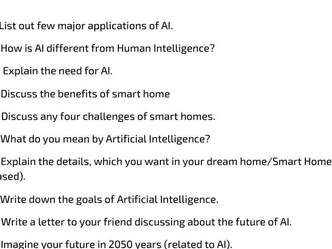 List out few major applications of Al. How | StudyX