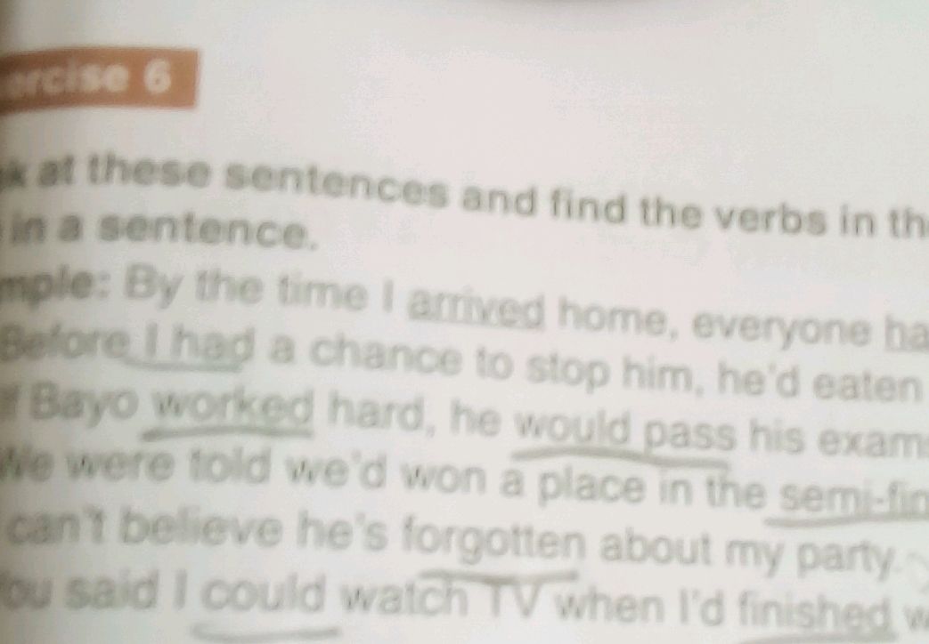 Exercise 6 Look at these sentences and find