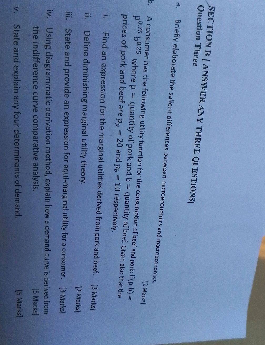 SECTION B [ ANSWER ANY THREE QUESTIONS] | StudyX