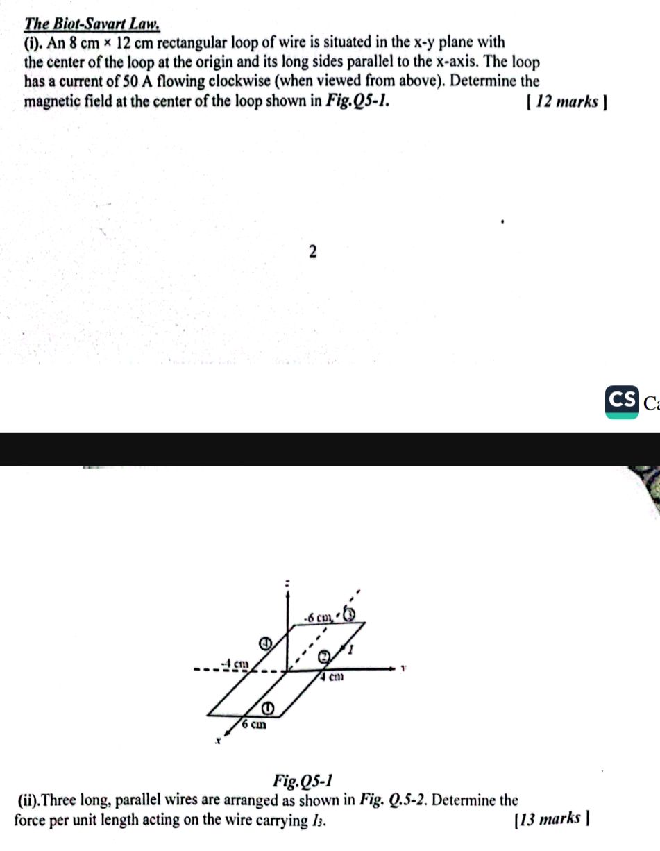 (i). An 8 cm x 12 cm rectangular loop of | StudyX