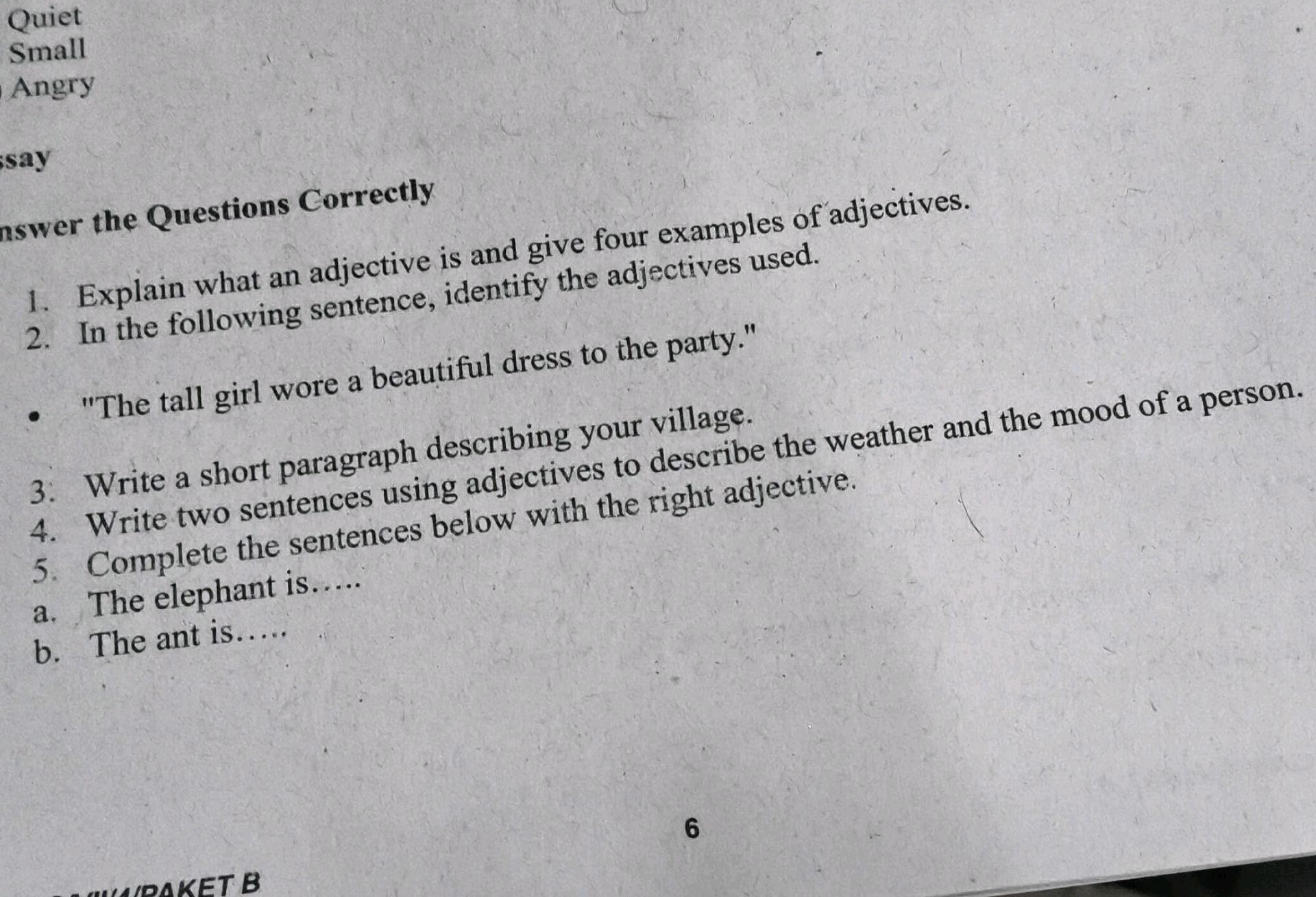 1. Explain what an adjective is and give | StudyX