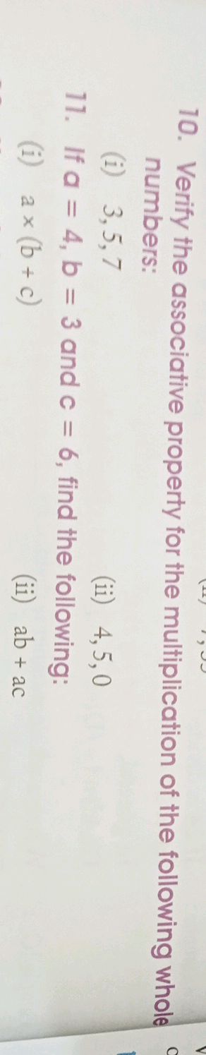 10. Verify the associative property for the | StudyX