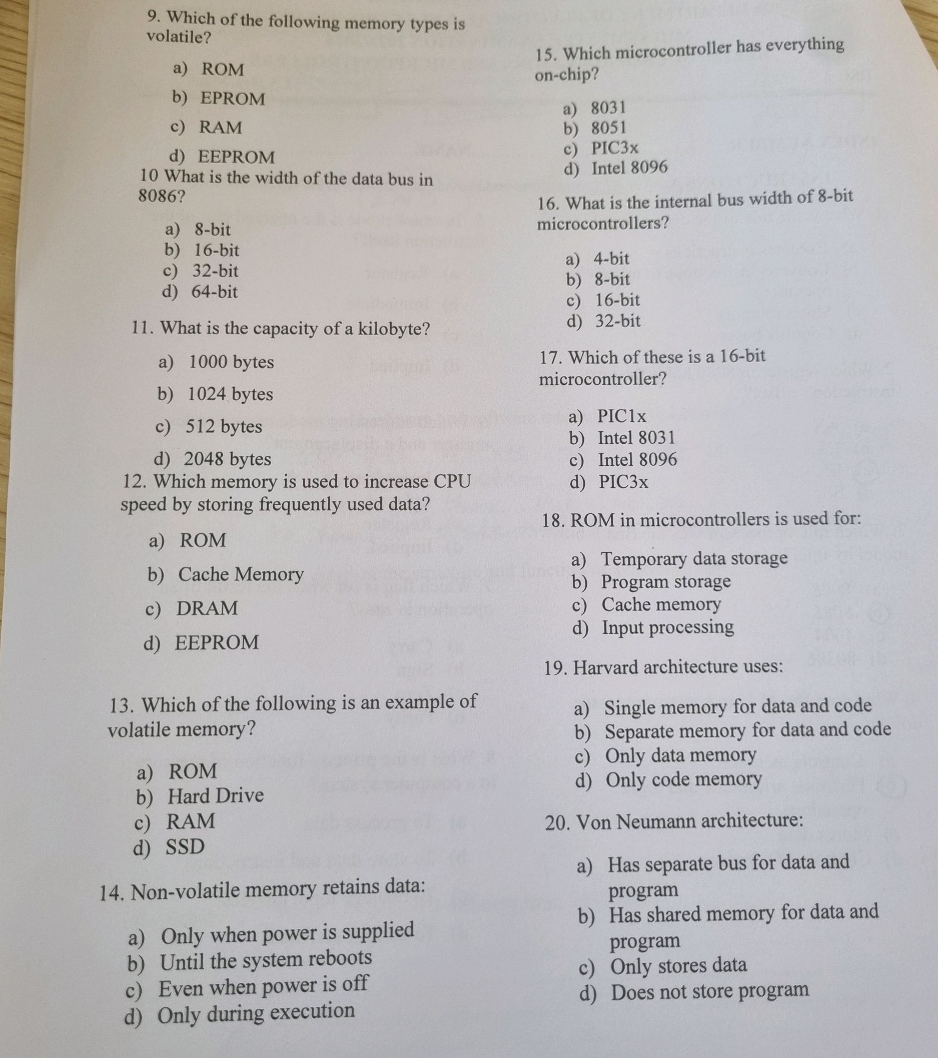 9. Which of the following memory types is | StudyX