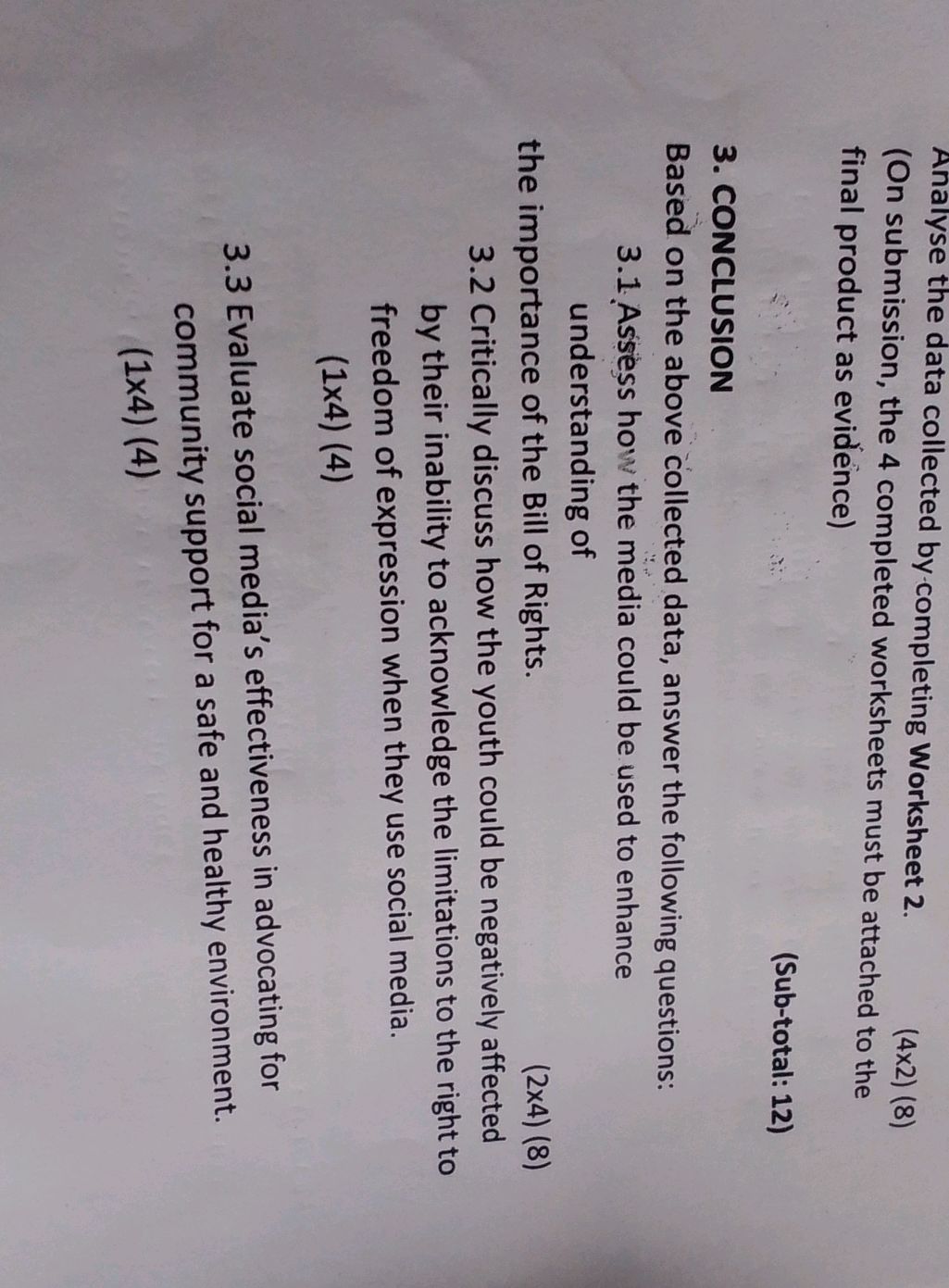 Analyse the data collected by completing | StudyX