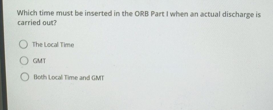 Which time must be inserted in the ORB Part | StudyX