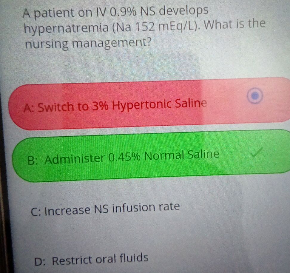A patient on IV 0.9% NS develops | StudyX