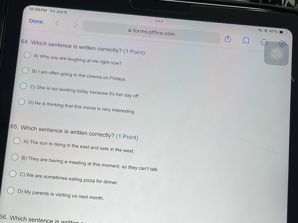 64. Which sentence is written correctly? (1 | StudyX