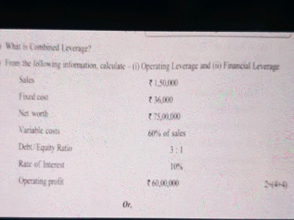 What is Combined Leverage? From the | StudyX