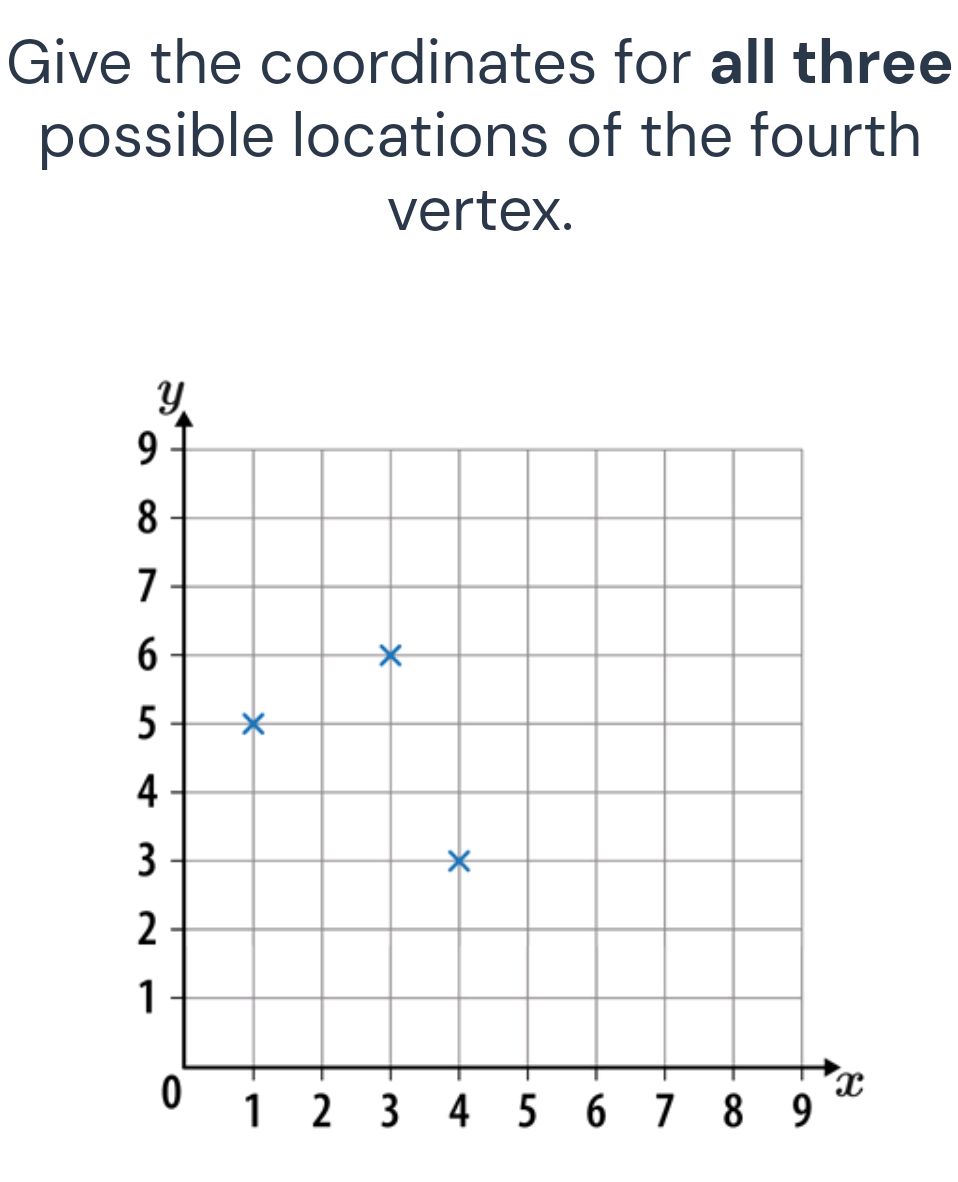 Give the coordinates for all three possible | StudyX