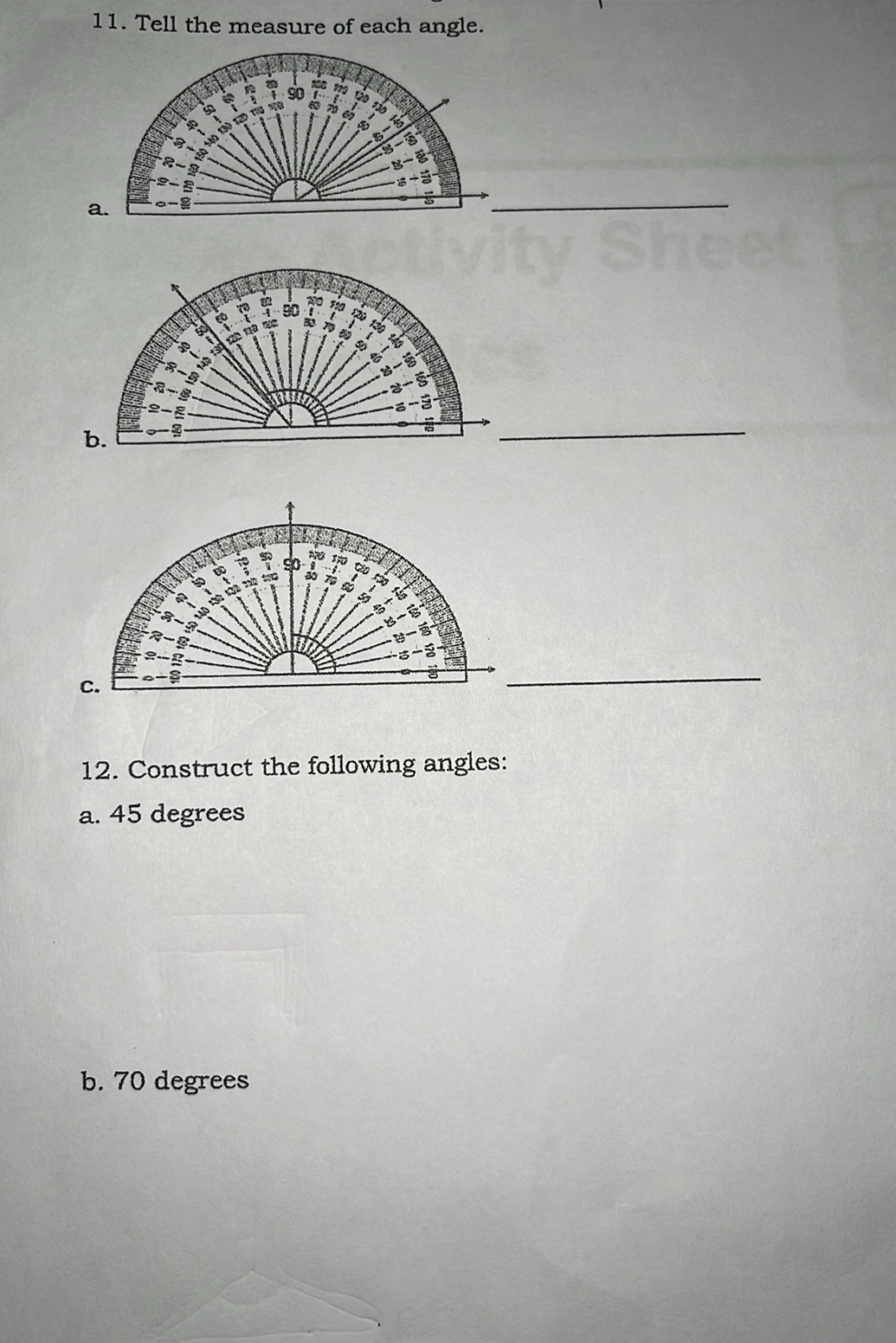 11. Tell the measure of each angle. a. | StudyX