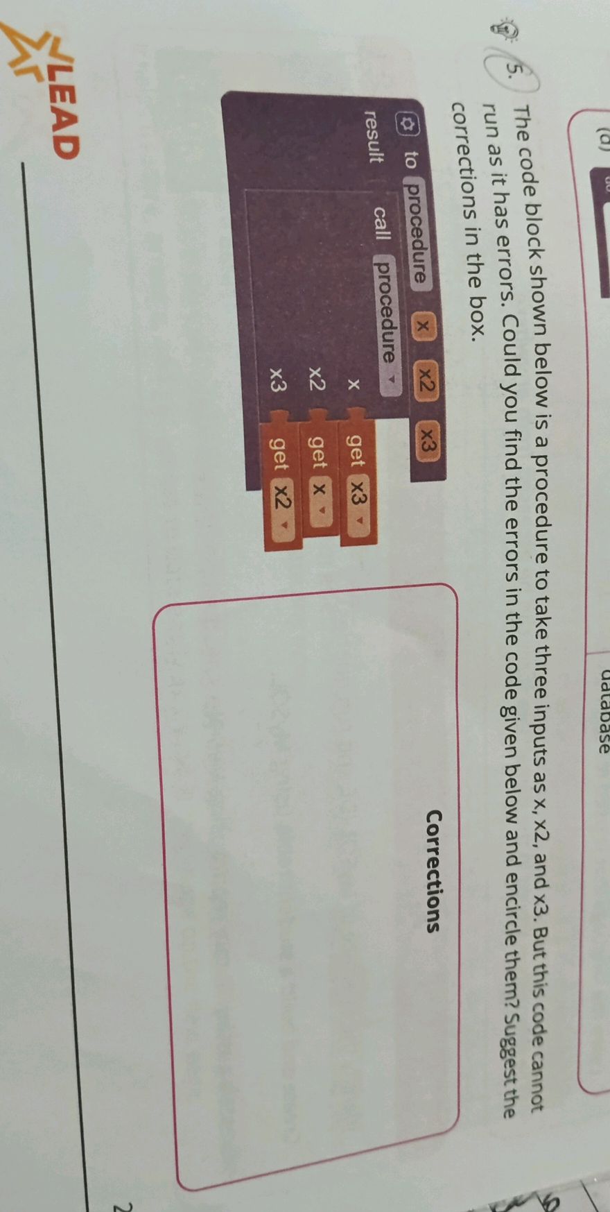 The code block shown below is a procedure to | StudyX