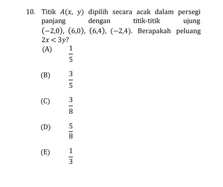 10. Titik A(x, y) dipilih secara acak dalam | StudyX