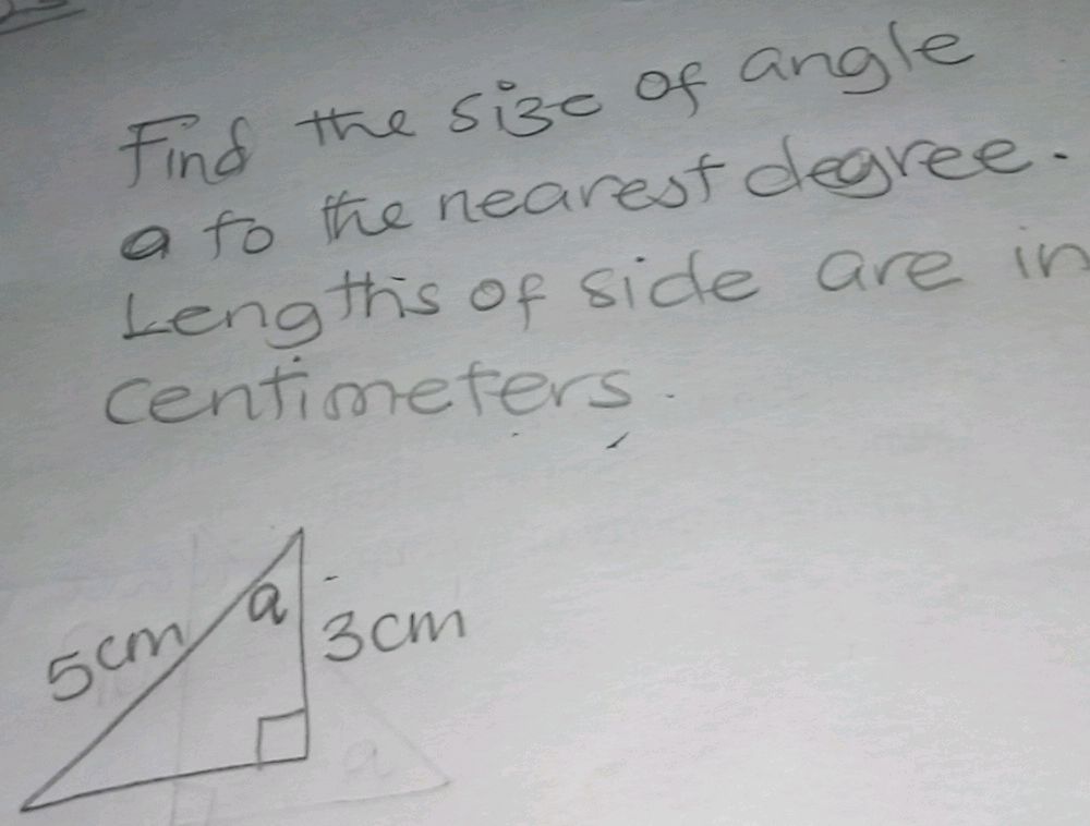 Find the size of angle a to the nearest | StudyX