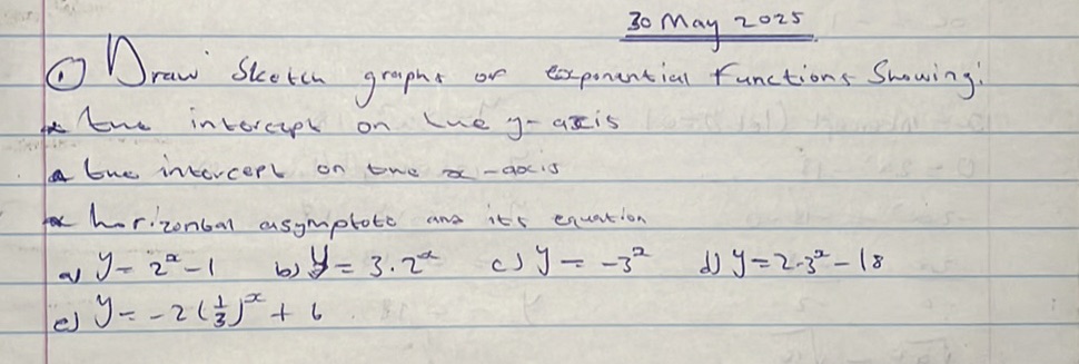 Draw sketch graphs of exponential functions | StudyX
