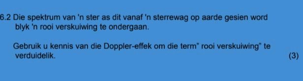 6.2 Die spektrum van 'n ster as dit vanaf 'n | StudyX