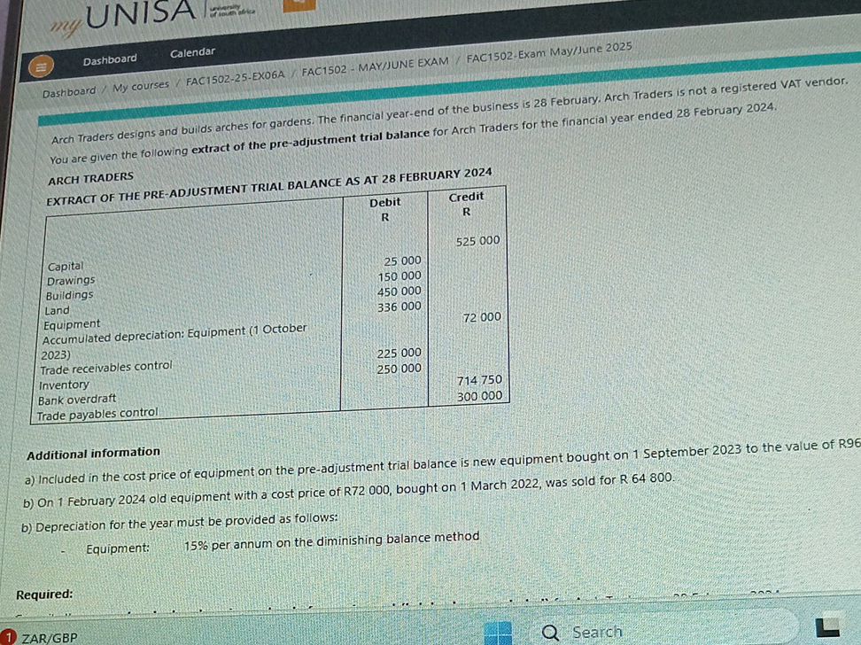 EXTRACT OF THE PRE-ADJUSTMENT TRIAL BALANCE | StudyX