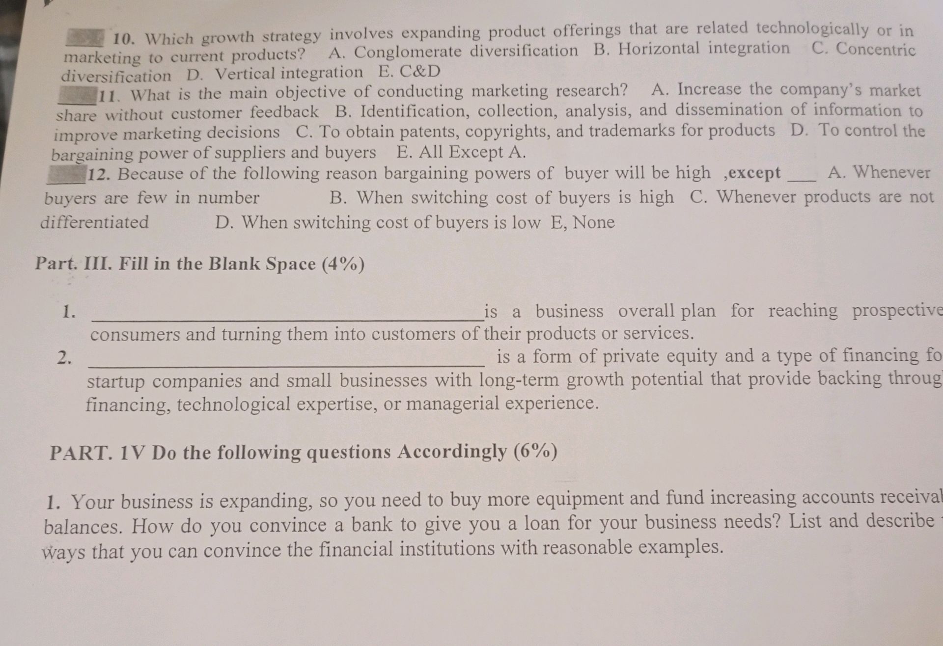 10. Which growth strategy involves expanding | StudyX