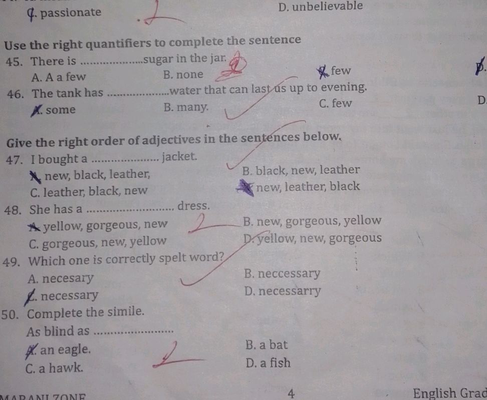 Use the right quantifiers to complete the | StudyX