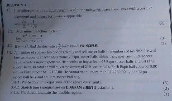 3.1. Use differentiation rules to determine | StudyX