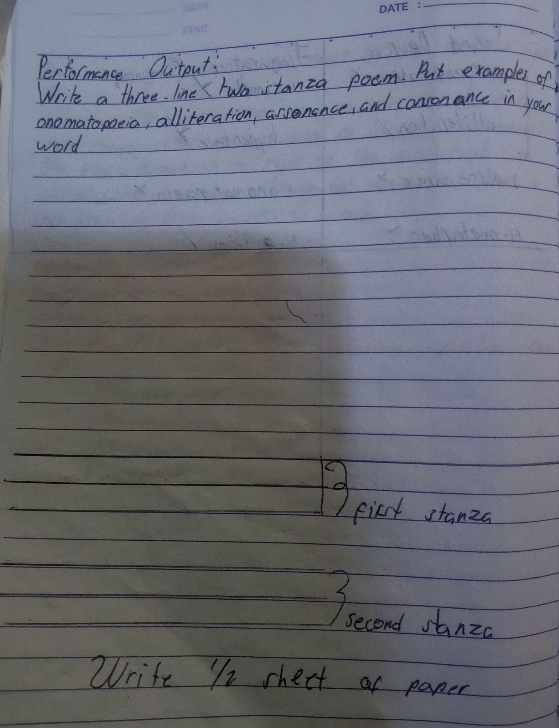 Write a three-line two stanza poem. Put | StudyX