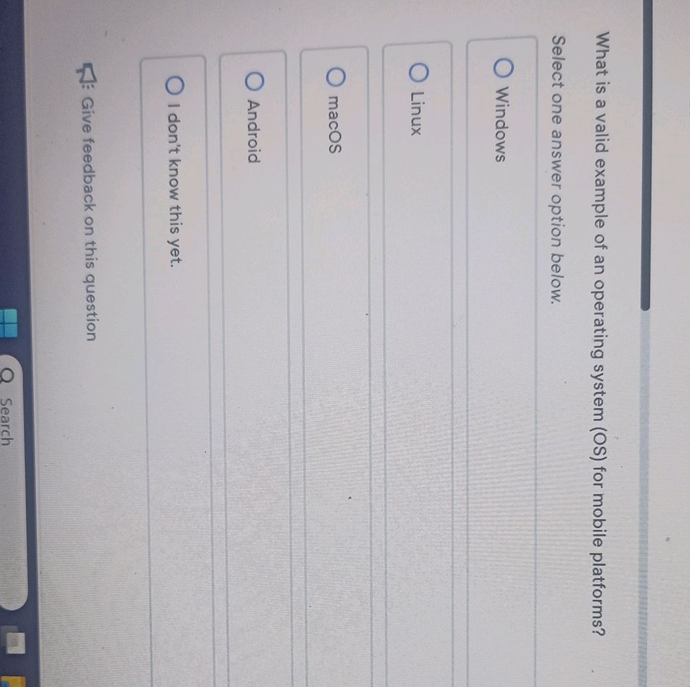 What is a valid example of an operating | StudyX