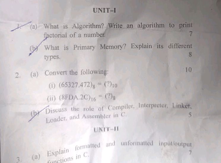 1. (a) What is Algorithm? Write an algorithm | StudyX