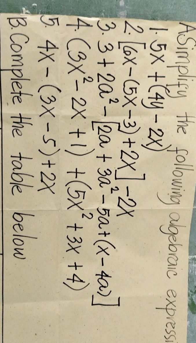 Simplify the following algebraic | StudyX