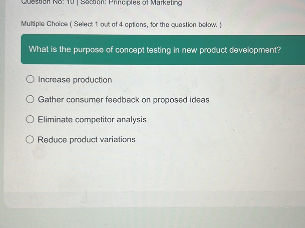 What is the purpose of concept testing in | StudyX