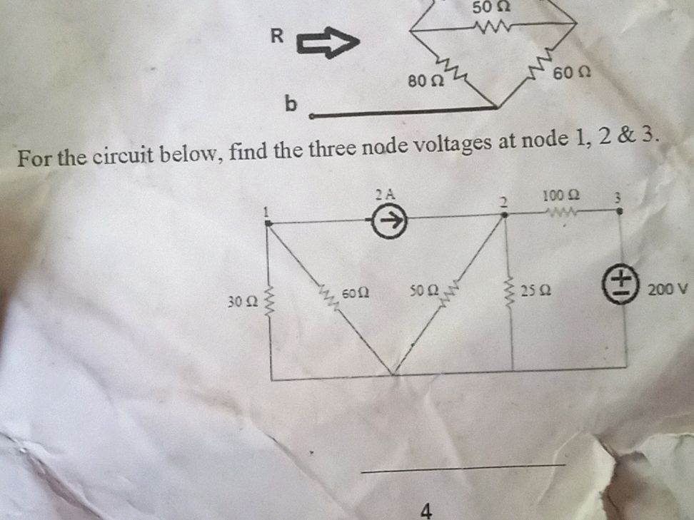 For the circuit below, find the three node | StudyX