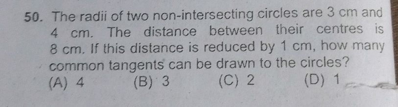 50. The radii of two non-intersecting | StudyX