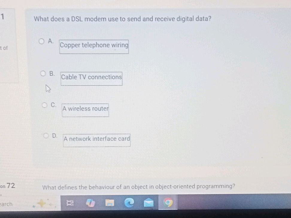 What does a DSL modem use to send and | StudyX
