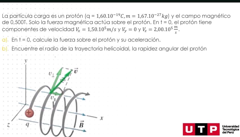 La partícula carga es un protón (q