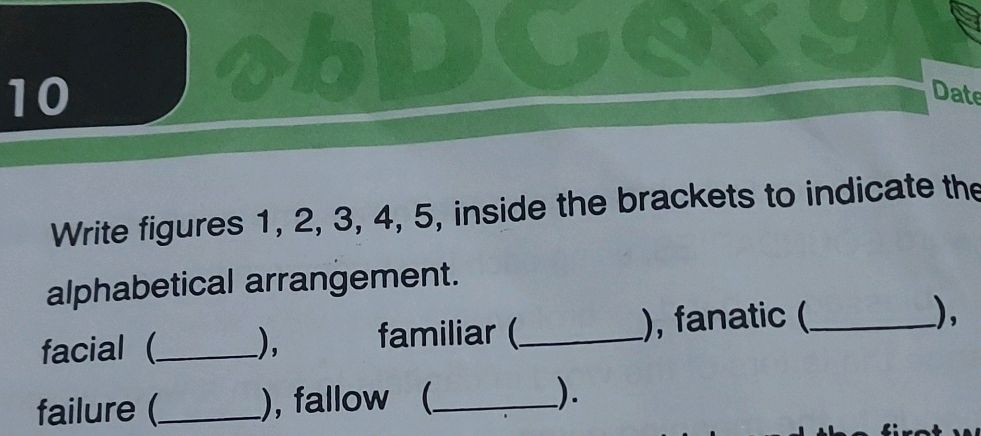 Write figures 1, 2, 3, 4, 5, inside the
