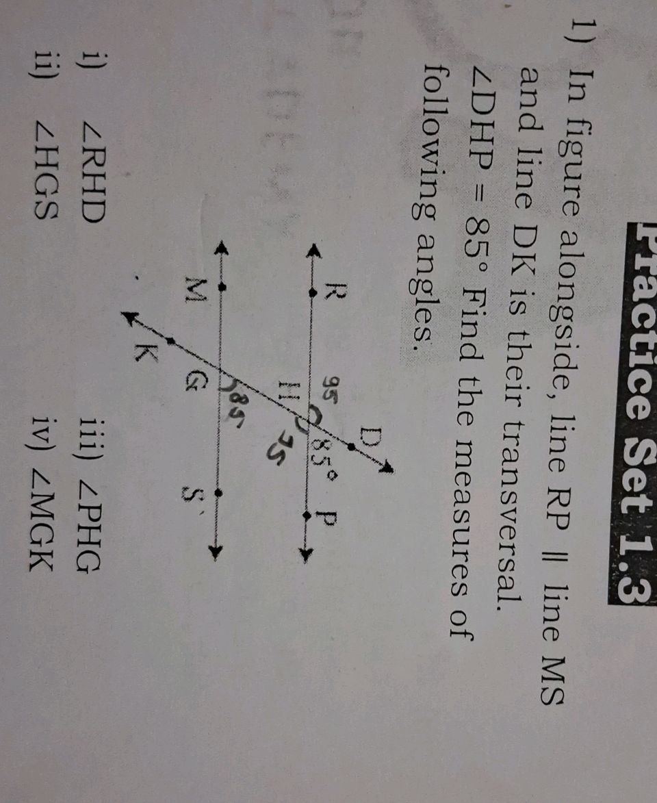 1) In figure alongside, line RP || line MS | StudyX