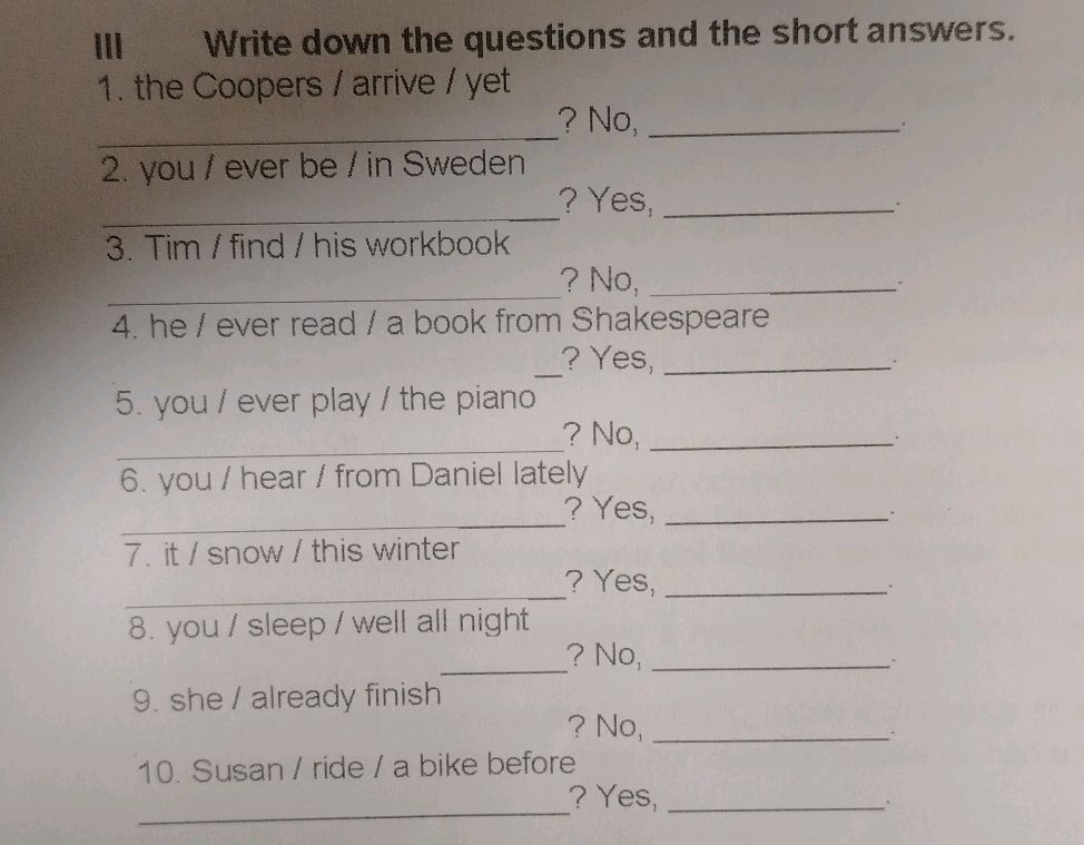 Write down the questions and the short | StudyX