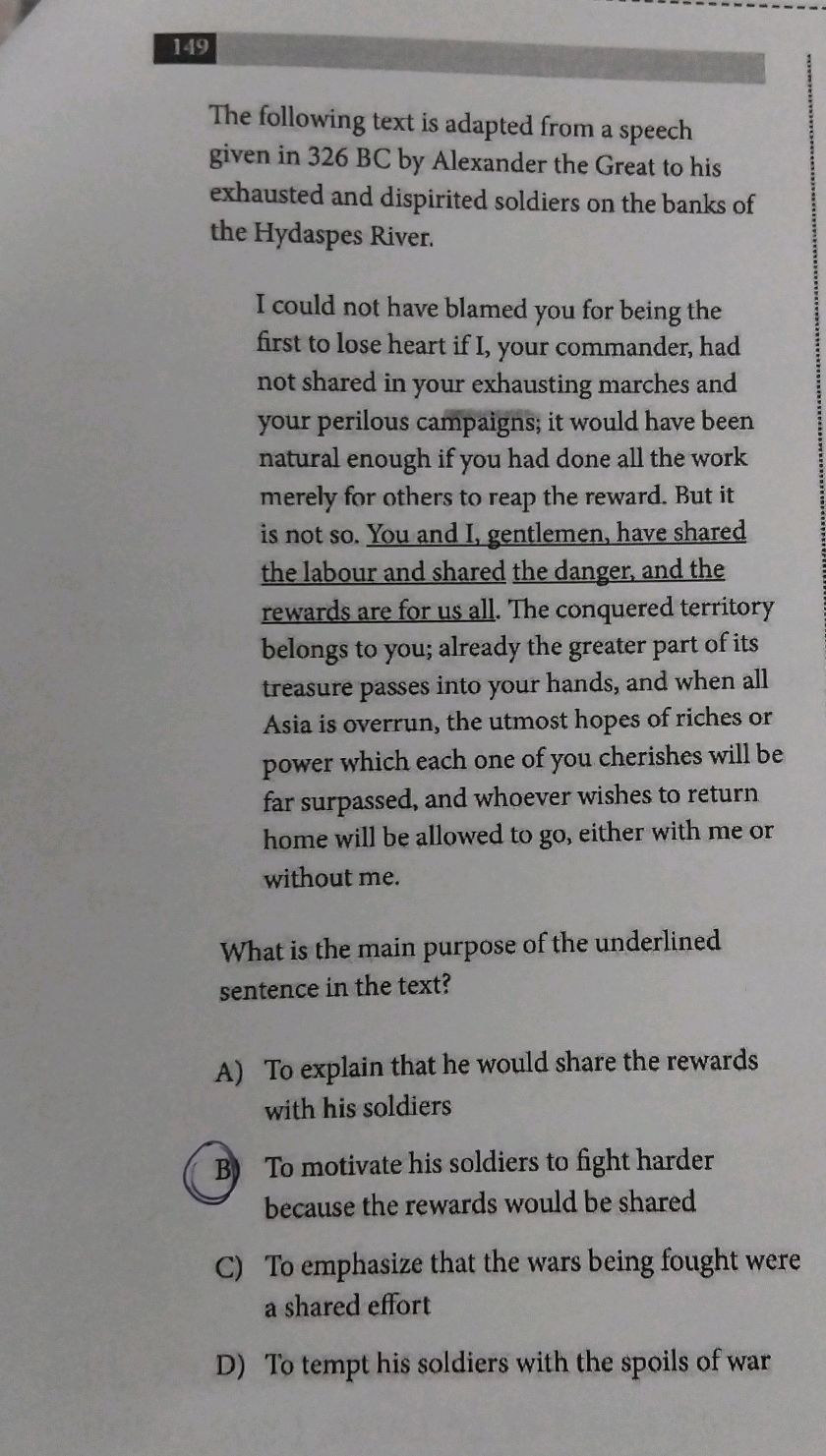 The following text is adapted from a speech | StudyX