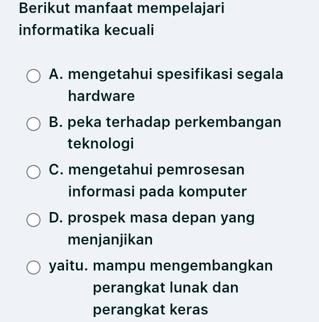Berikut manfaat mempelajari informatika
